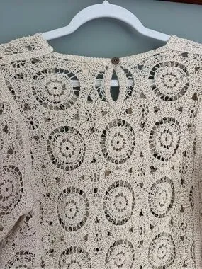 Solitaire | Tops | Solitaire Crochet Cream 0 Cotton Open Knit Scalloped ...